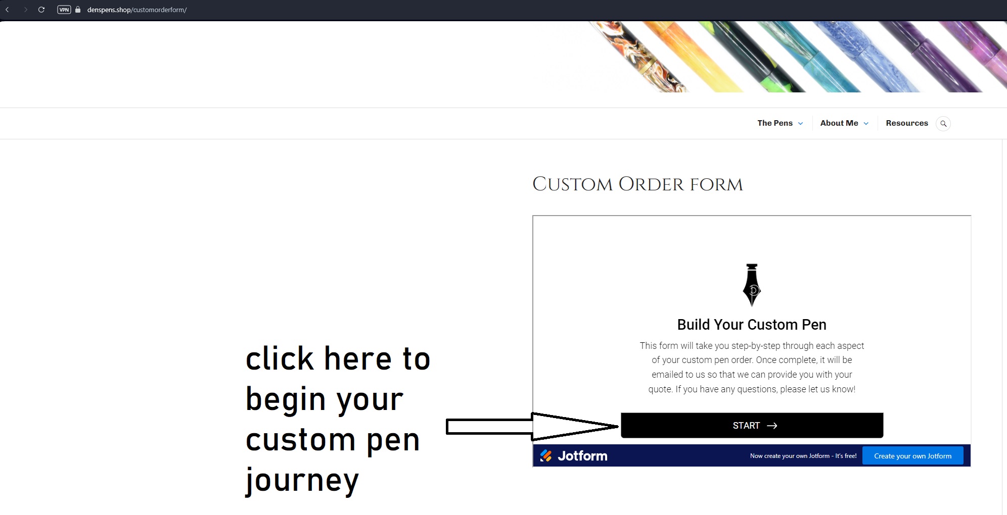 Custom Order form – Den's Pens